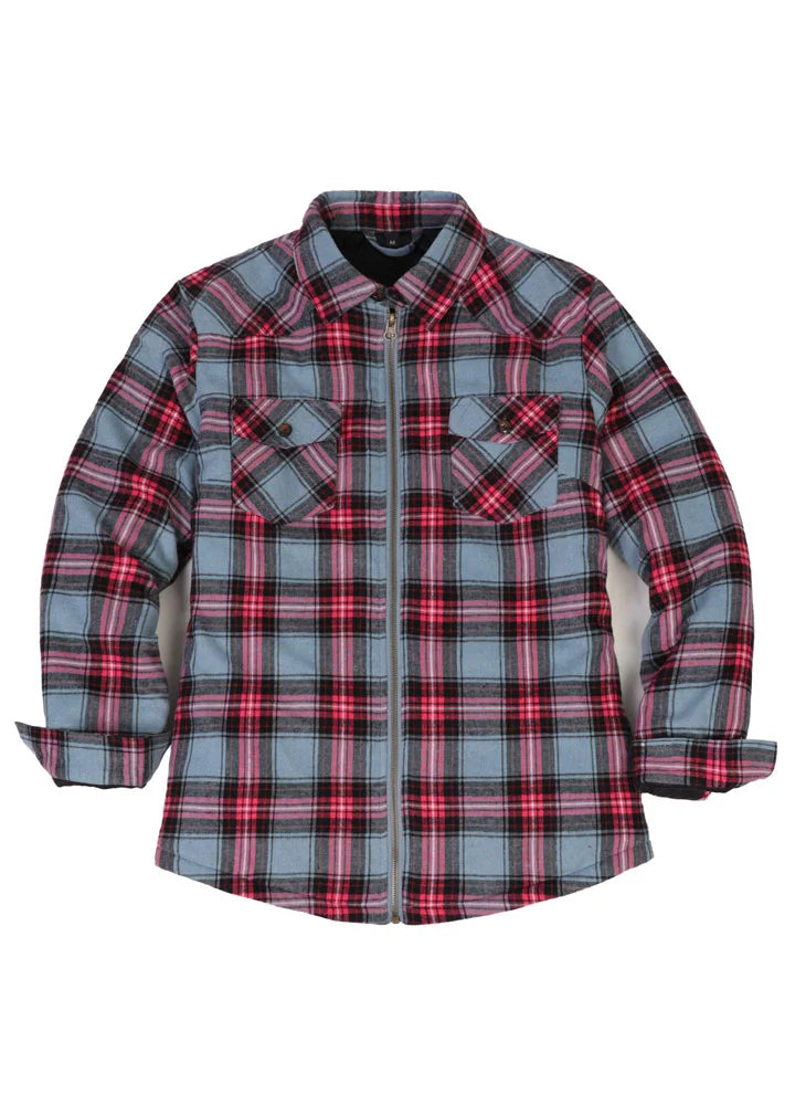 Women's Zip Up Flannel Shirt Jacket, Quilted Lined – FlannelGo