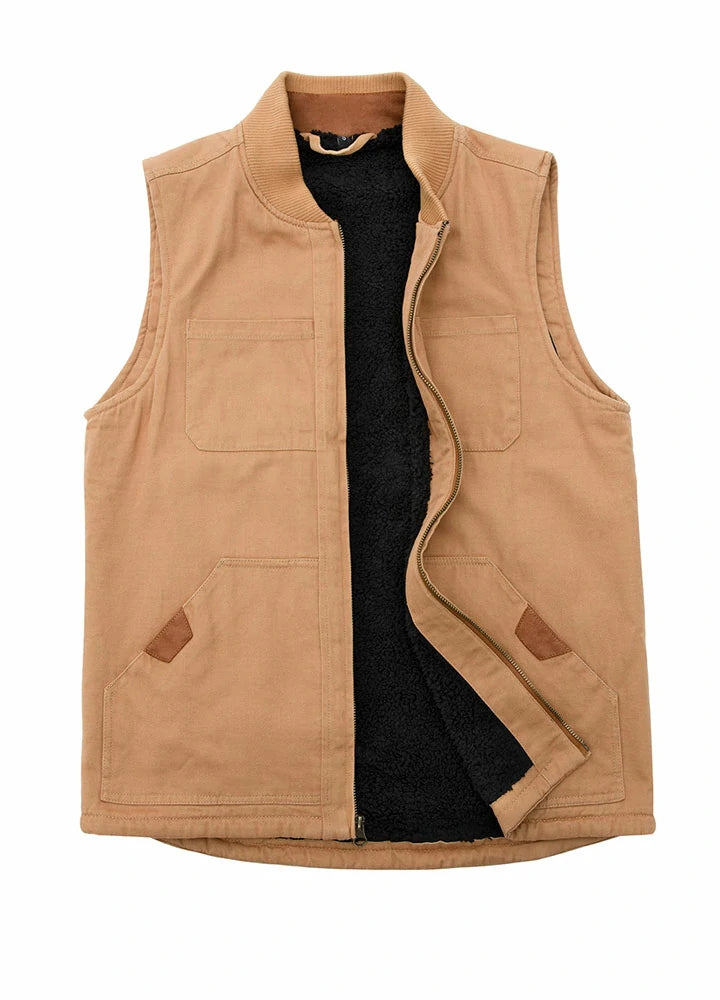 Men's Work Utility Canvas Vest, Sherpa Lined – FlannelGo