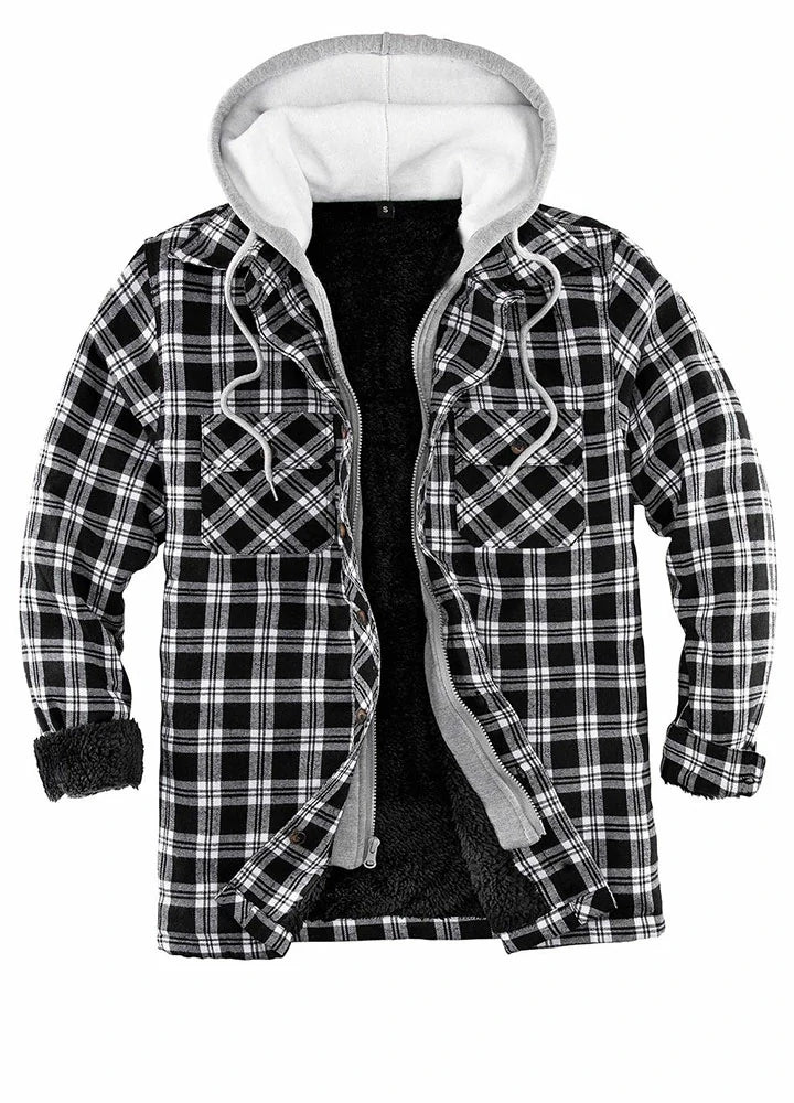 Matching Family Outfits - Men's Fuzzy Black White Flannel Jacket ...