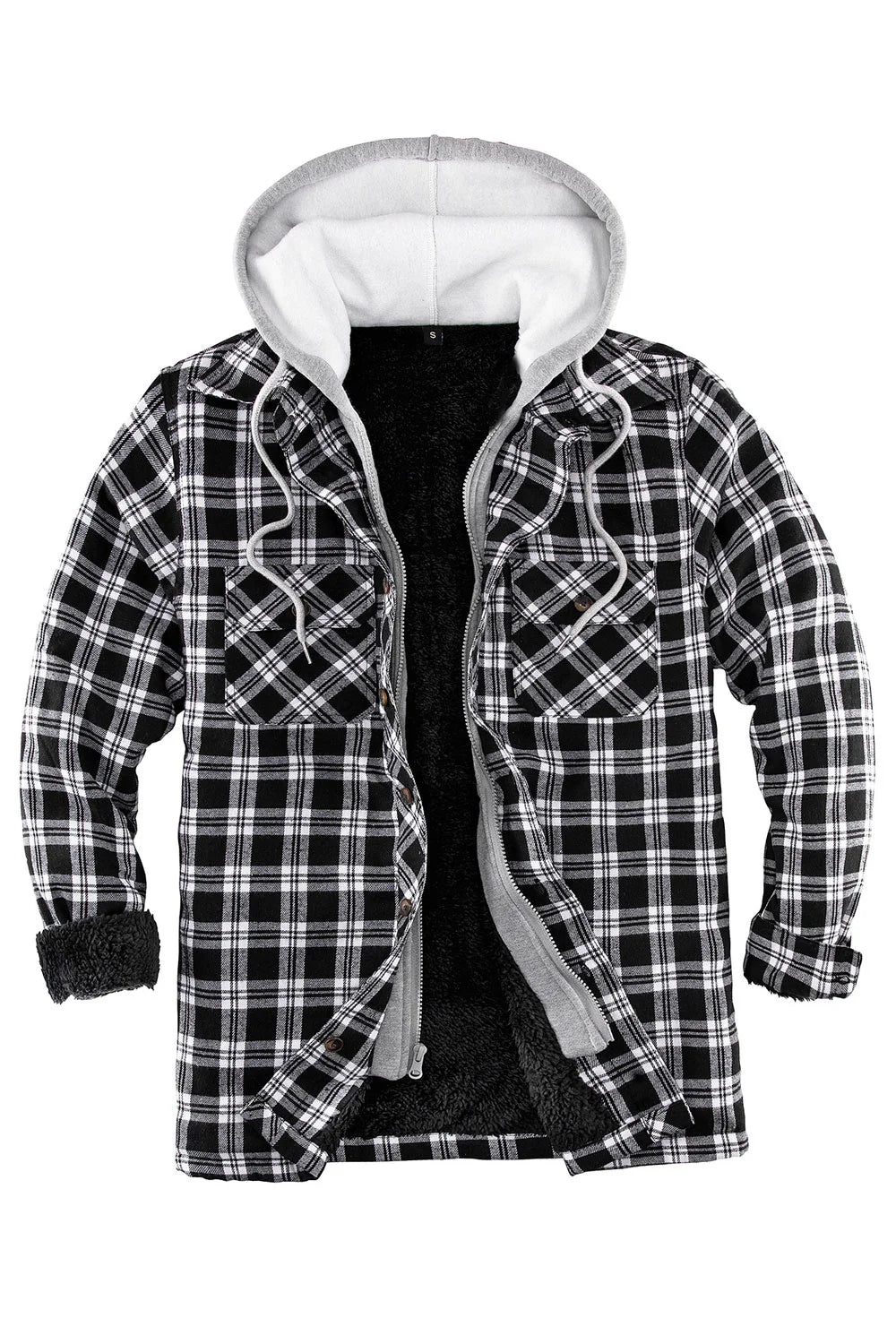 Men's Fuzzy Sherpa Lined Flannel Hoodie,Zip Up Plaid – FlannelGo