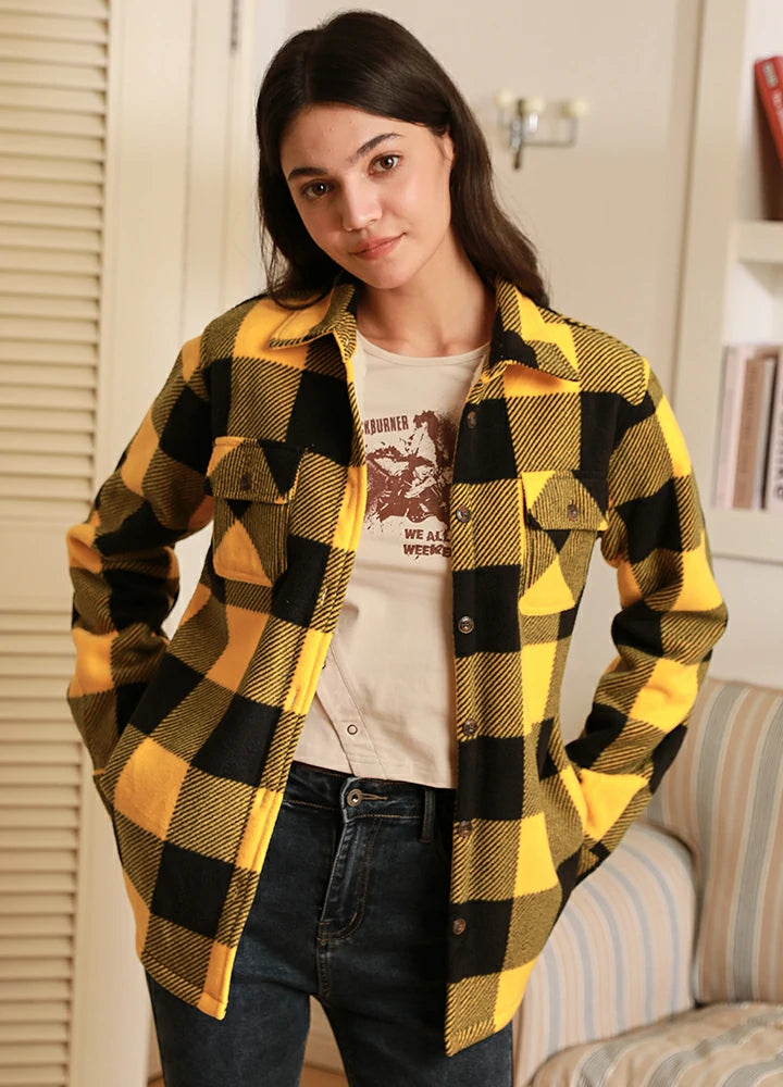 Matching Family Outfits-Women's Button Up Yellow Plaid Jacket – FlannelGo