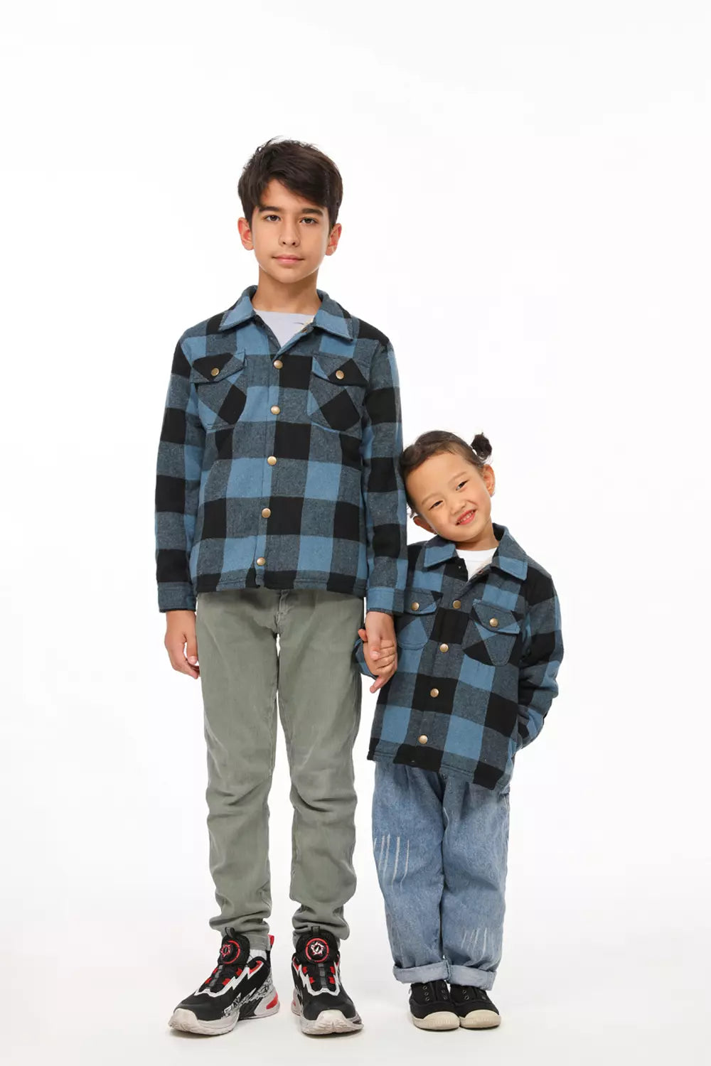 Toddler Boys and Girls Sherpa Lined Snap Flannel Shirt,Plaid Shacket ...