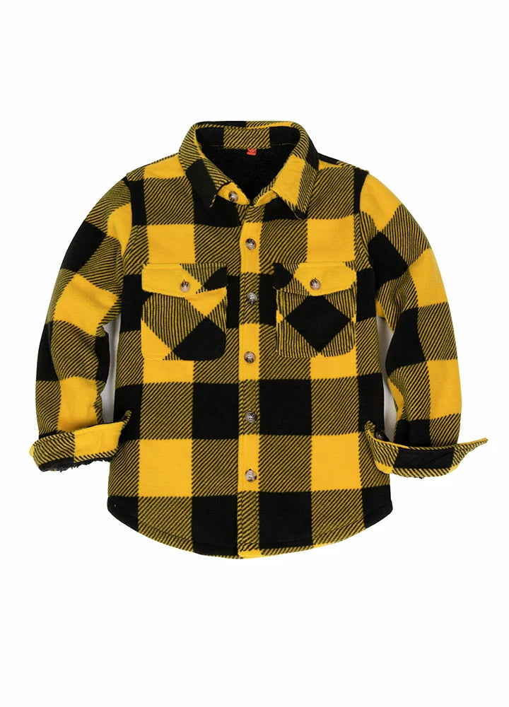Matching Family Outfits - Kids Yellow Buffalo Plaid Shacket – FlannelGo