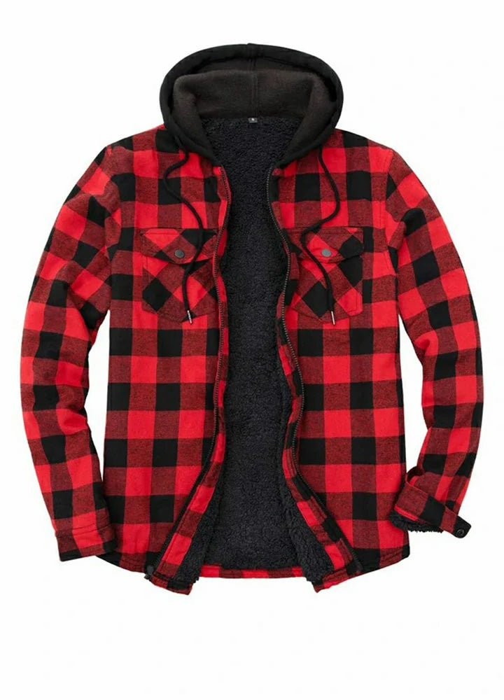 Matching Family - Men's Red Buffalo Hooded Flannel Jacket – FlannelGo