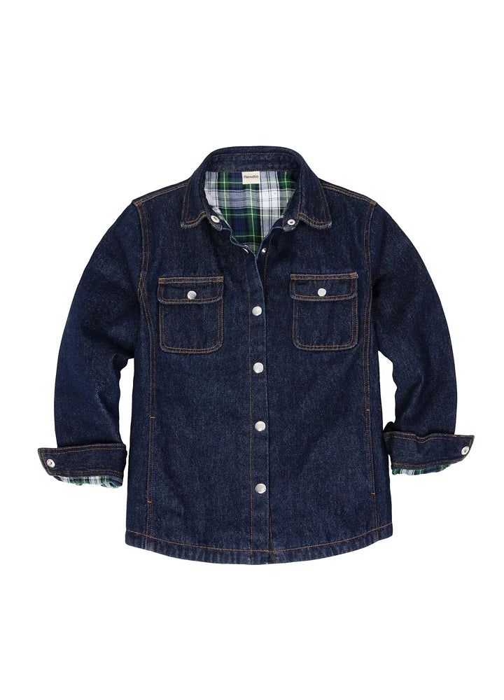 FlannelGo Kids Flannel Lined Jean Shacket,Denim Shirt Jac