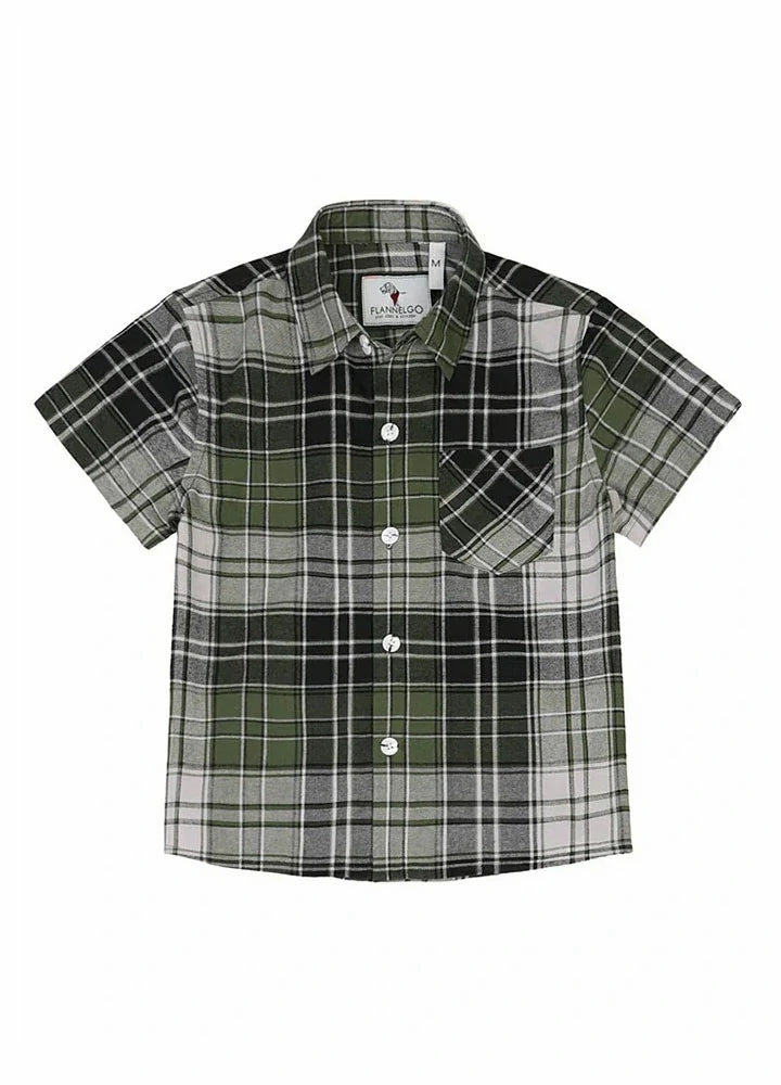 Kids Flannel Short Sleeve Cotton Shirt,Button Up – FlannelGo