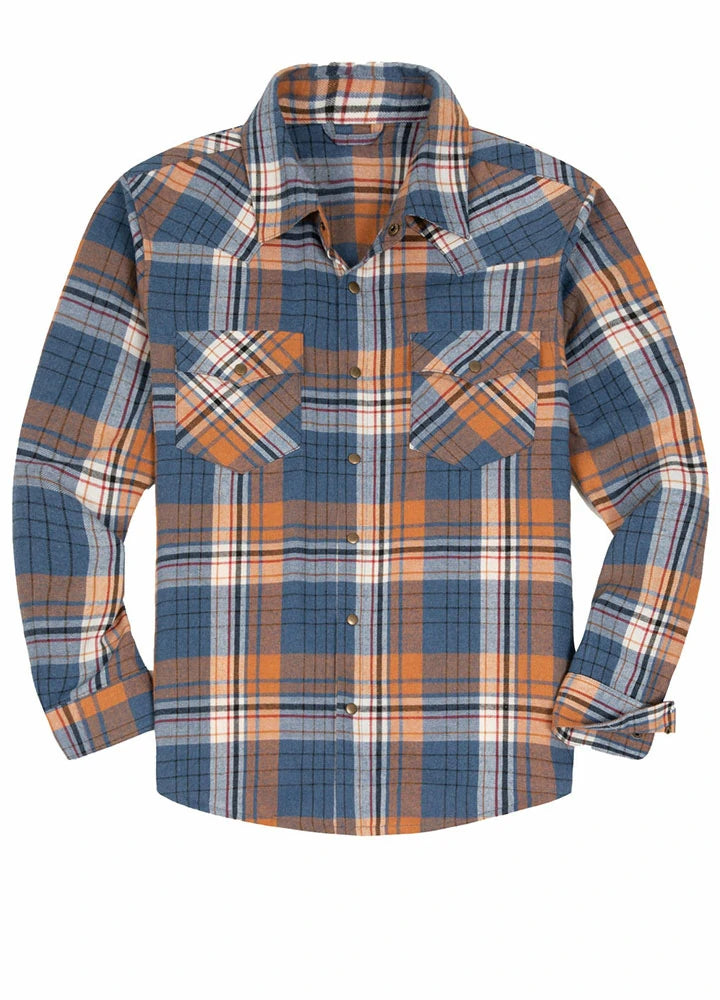 Men's Snap Front Long Sleeve Plaid Western Flannel Shirt – FlannelGo
