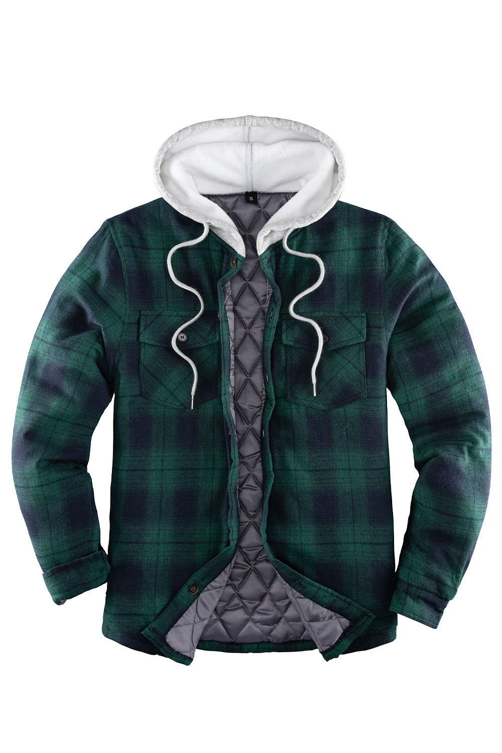 Matching Family Outfits -Men's Quilted Lined Green Plaid Hoodie – FlannelGo
