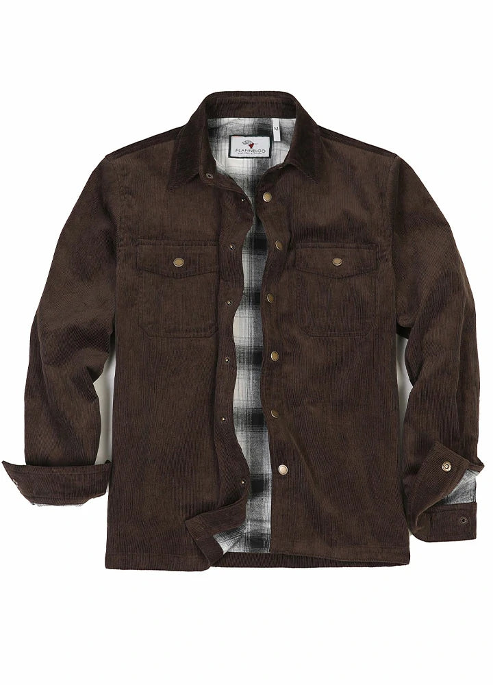 Men's Corduroy Flannel Lined Shirt Jacket,Utility Shacket – FlannelGo