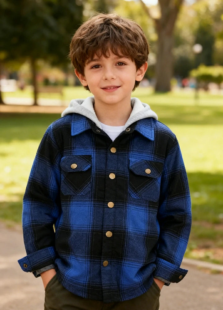 Kids Hooded Flannel Shirt Jacket With Quilted Lined – FlannelGo