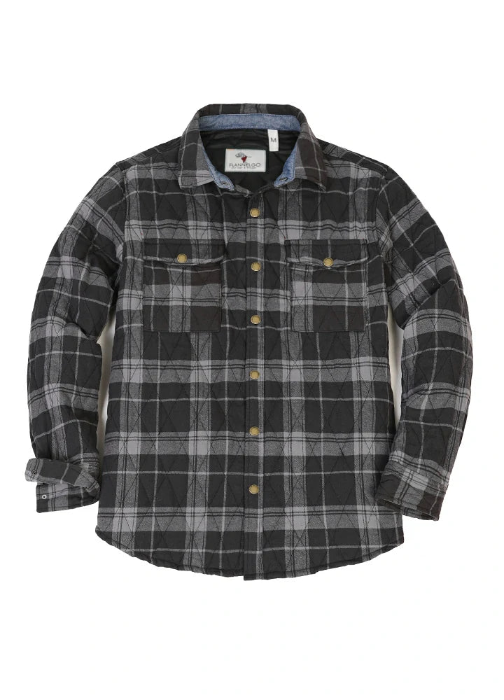 Men's Quilt Lined Plaid Jacket,Snap Button Shacket – FlannelGo