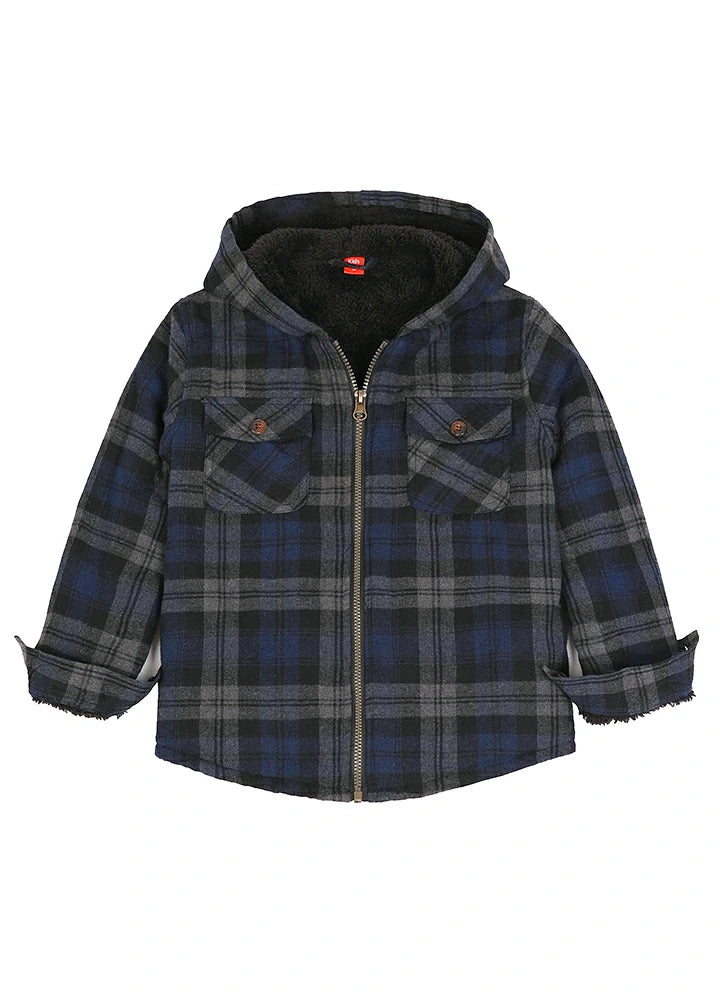 Boys Full Zip Up Sherpa Lined Plaid Flannel Jacket – FlannelGo