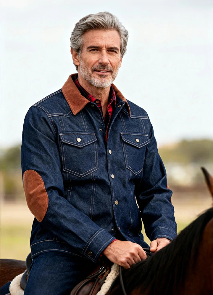 Men's Cowboy Flannel Lined Denim Jacket – FlannelGo