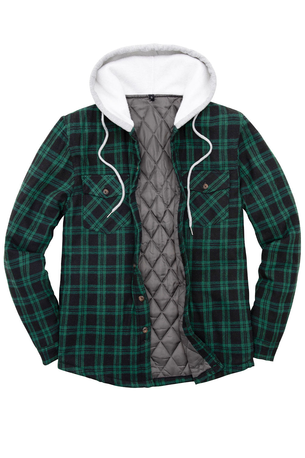 Men's Quilted Lined Flannel Shirt Jacket with Hood – FlannelGo